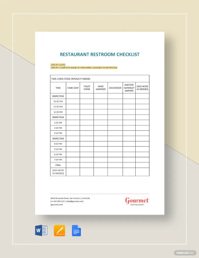 41+ Restaurant Checklist Templates - Word, PDF, Excel, Apple Pages ...