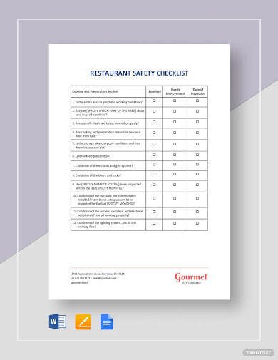 41+ Restaurant Checklist Templates - Word, PDF, Excel, Apple Pages ...