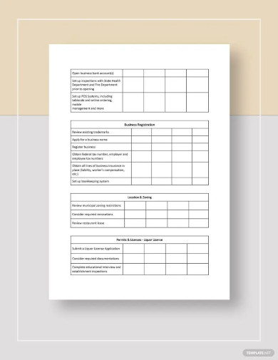 41+ Restaurant Checklist Templates - Word, PDF, Excel, Apple Pages ...