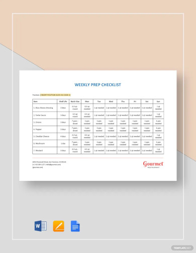 Weekly Checklist Template - 14+ Word, PDF Documents Download