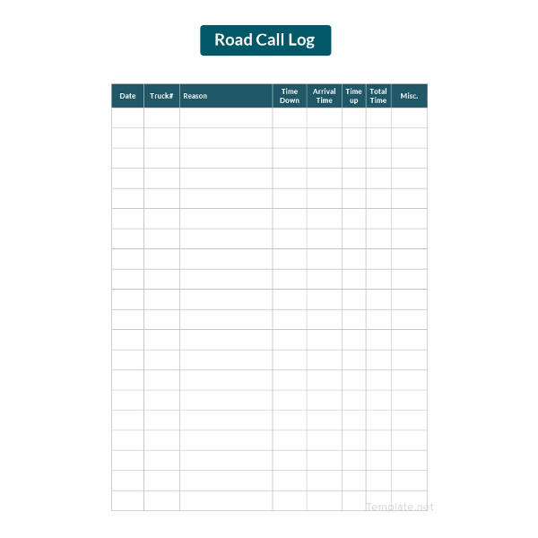 13+Call Log Template