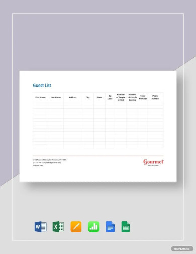 Guest List Templates - 12+ Word, PDF Documents Download | Free ...
