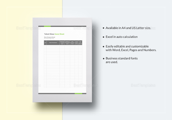 Score Sheet Template - 29+ Free Word, PDF Documents Download