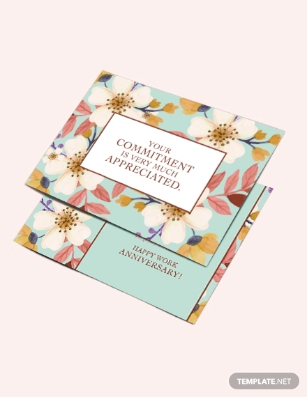 11 Work Anniversary Cards AI PSD Google Docs Apple Pages