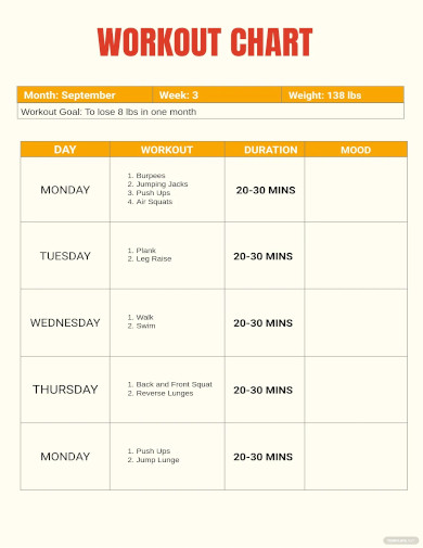 Workout Chart Templates - 15+ Free Word, Excel, PDF Documents Download