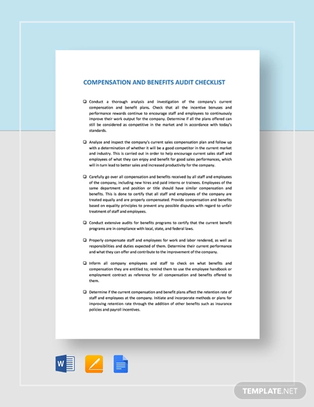 FREE 26+ Sample Audit Checklist Templates in PDF | MS Word | Pages ...