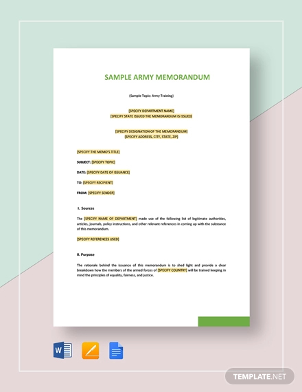 Sample Army Memo Template - 8+ PDF, Word, Google Docs Documents Download