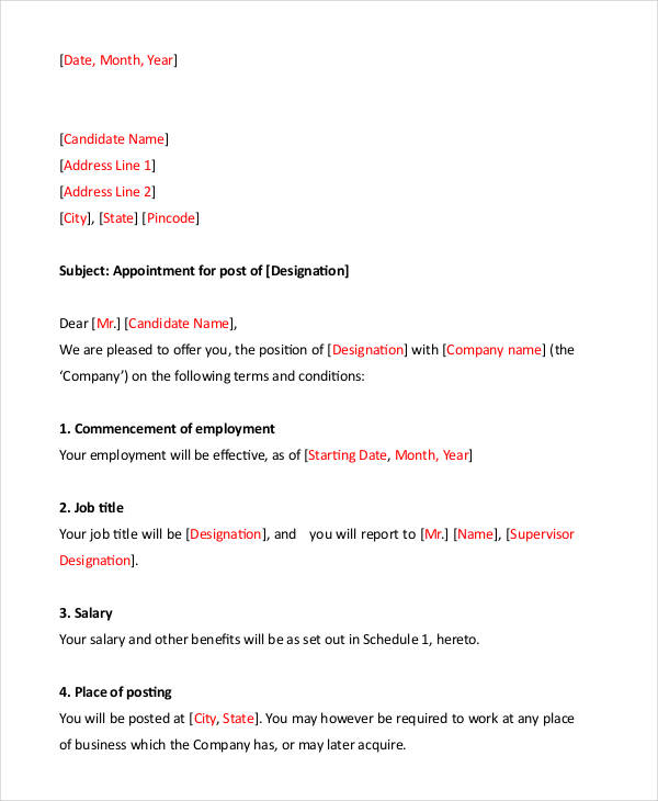 Free appointment Letters - 52+ Free Word, PDF Documents Download