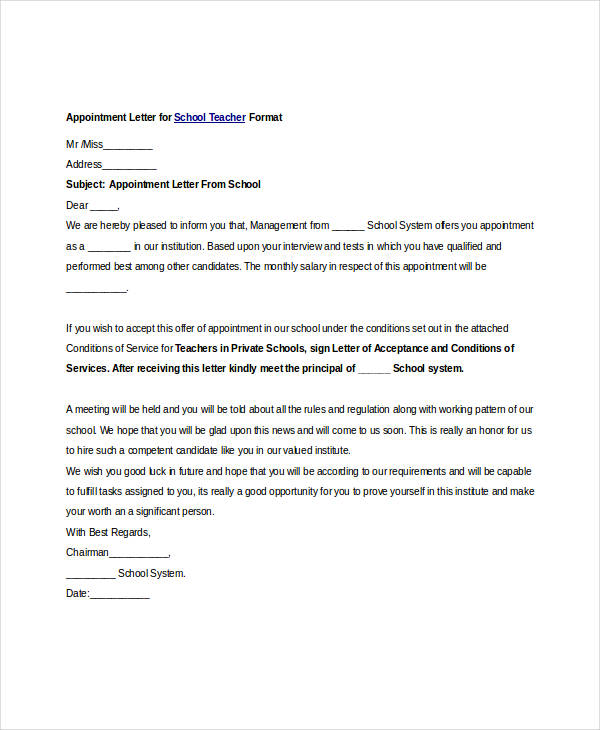 Free appointment Letters - 52+ Free Word, PDF Documents Download