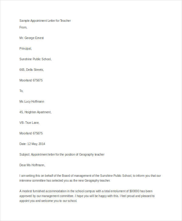 Free appointment Letters - 52+ Free Word, PDF Documents Download