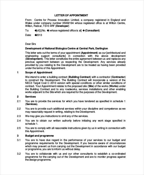 Appointment Letter Template - 31+ Free Word, PDF Documents Download