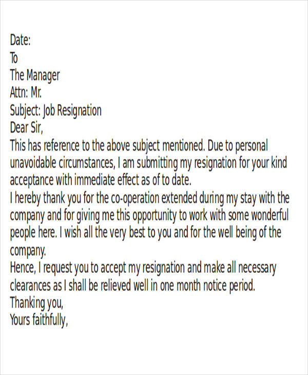 42+ Resignation Letter Template in Doc