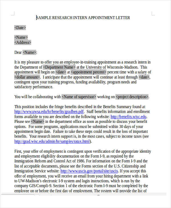 47+ Appointment Letter Template in Doc
