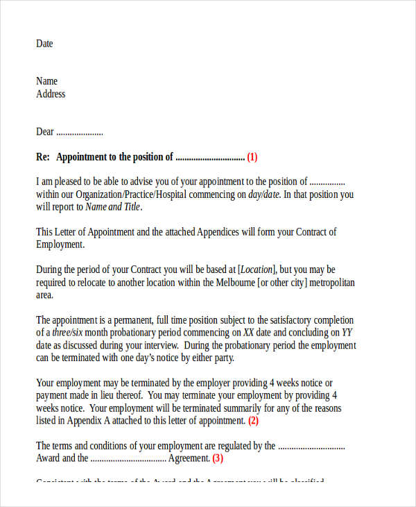 47+ Appointment Letter Template in Doc