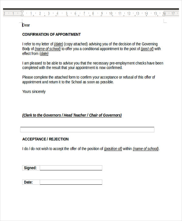 47+ Appointment Letter Template in Doc