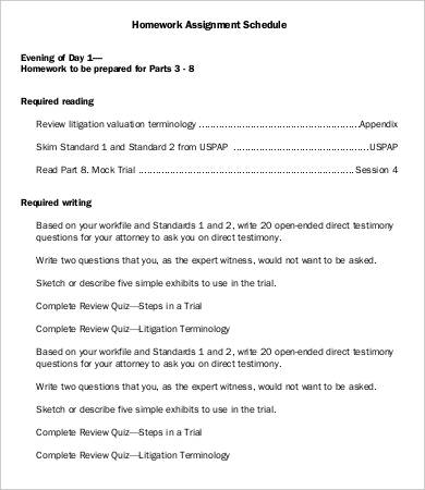 Assignment Schedule Template - 7+ Free Word, Excel, PDF Format Download