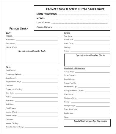 Order Sheet Template - 20+ Free Sample, Example, Format