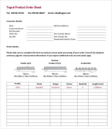 Order Sheet Template - 20+ Free Sample, Example, Format