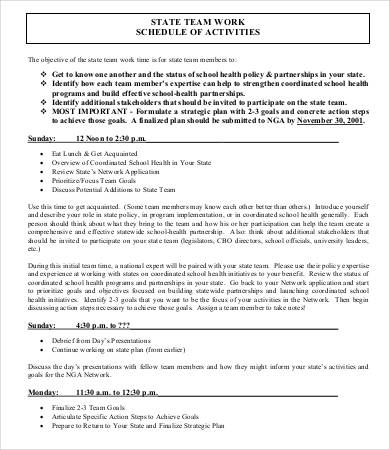 Team Schedule Template - 10+ Free Word, Excel, PDF Format Download!