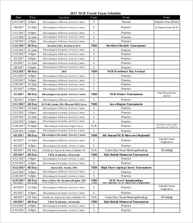 Team Schedule Template - 10+ Free Word, Excel, PDF Format Download!