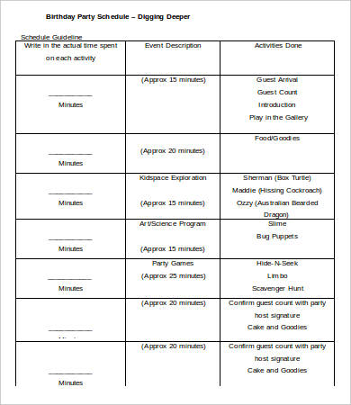 Party Schedule Template - 10+ Free Word, Excel, PDF Format Download