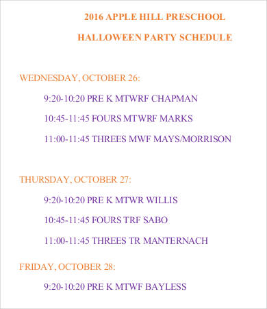 Party Schedule Template - 10+ Free Word, Excel, PDF Format Download