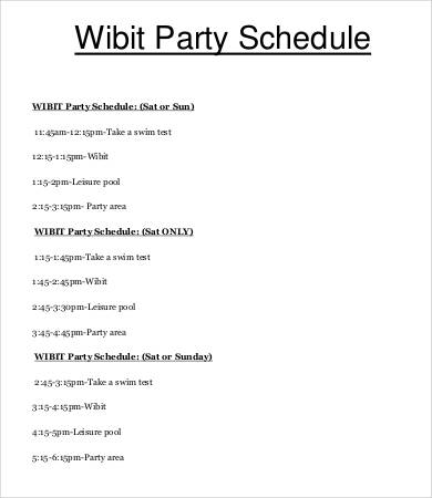 Party Schedule Template - 10+ Free Word, Excel, PDF Format Download