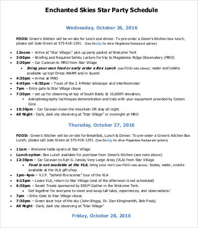 Party Schedule Template - 10+ Free Word, Excel, PDF Format Download