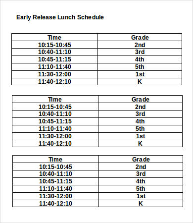 Lunch Schedule Template - 14+ Free Word, PDF Documents Download