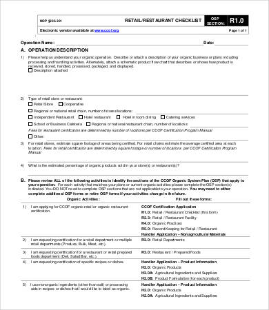 21+ Restaurant Checklist Templates - Word, PDF, Excel, Apple Pages ...