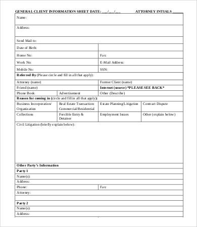 27+ Printable Client Information Sheet Templates - Free Word, PDF ...