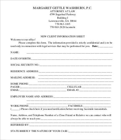 27+ Printable Client Information Sheet Templates - Free Word, PDF ...