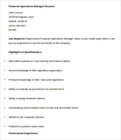 12+ Financial Manager Resume Templates - PDF, DOC