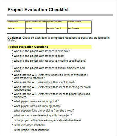Project Evaluation Checklist Template - 7+ Free Word, PDF Documents Download