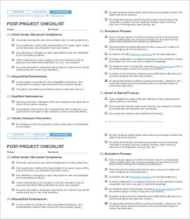 Project Evaluation Checklist Template - 7+ Free Word, PDF Documents ...