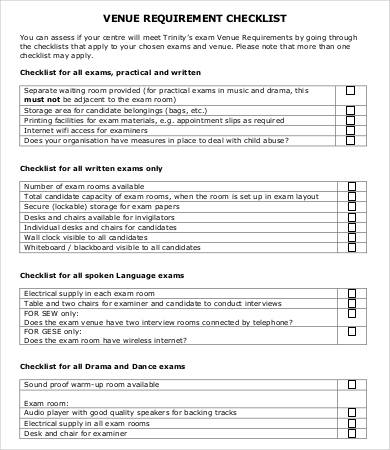 Venue Checklist Template - 9+ Free Word, PDF Documents Download