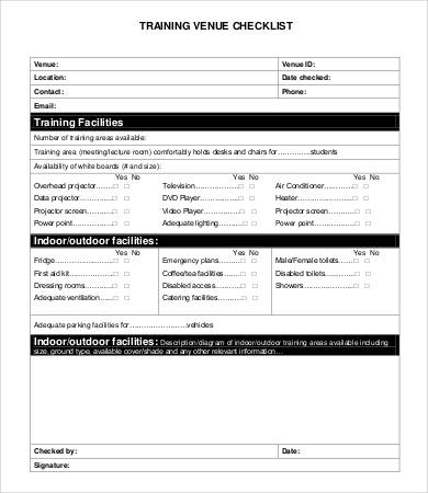 Venue Checklist Template - 9+ Free Word, PDF Documents Download