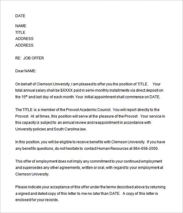 Free 94+ Offer Letter Templates - PDF, DOC