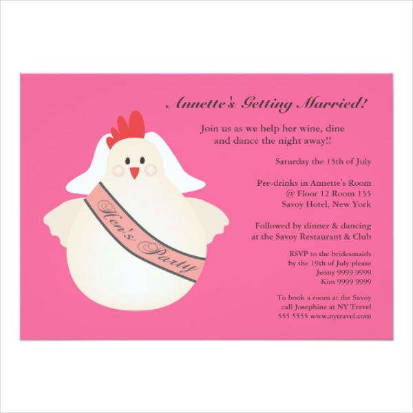 8 Hen Party Invitations PSD