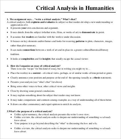 8+ Critical Analysis Templates - PDF, Google docs, Apple pages