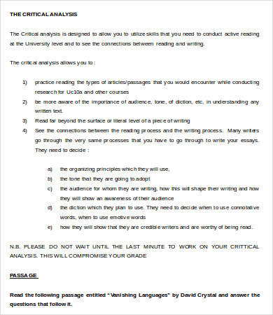 8+ Critical Analysis Templates - PDF, Google docs, Apple pages