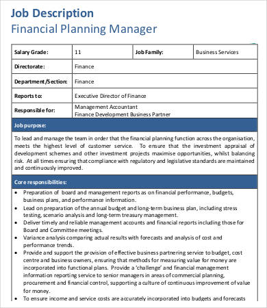 Financial Manager Job Description - 8+ Free Word, PDF Format Download