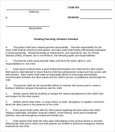 Visitation Schedule Template - 15+ Word, Excel, PDF Format Download