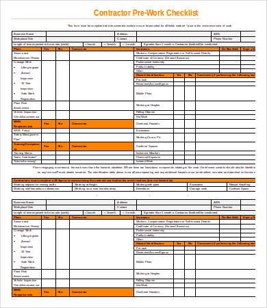 Work Checklist Template - 20+ Free Word, PDF Documents Download