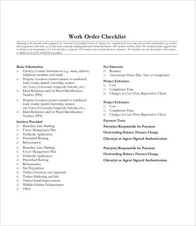 Work Checklist Template - 20+ Free Word, PDF Documents Download
