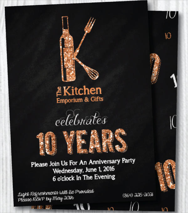 8 Business Anniversary Invitations PSD Publisher AI Apple Pages