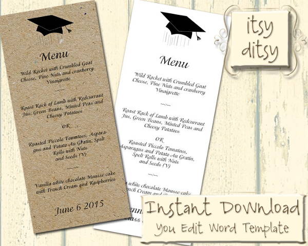 Graduation Party Menu Word - 5+ Free Templates