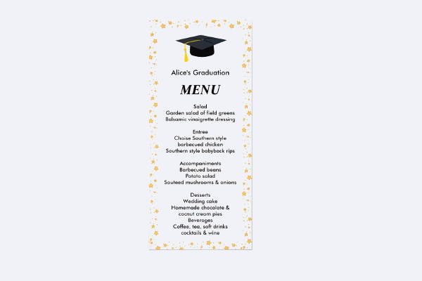 Graduation Party Menu Word - 5+ Free Templates
