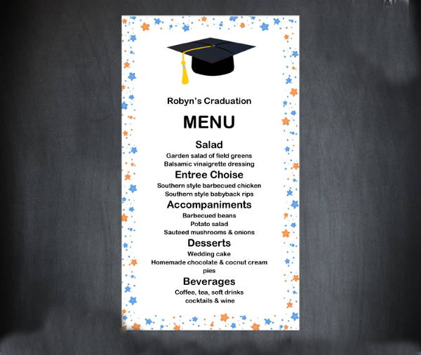 Free Graduation Menu Template