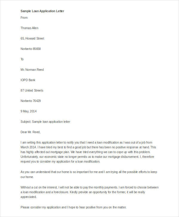 Loan Application Letter Templates - 13+ Free Word Documents Download